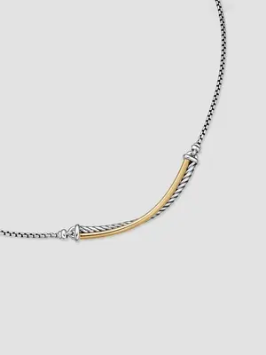 David Yurman Crossover Bar Necklace In Sterling With 18k Yellow Gold