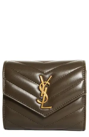 Saint Laurent Monogram Matelassé Leather Trifold Wallet