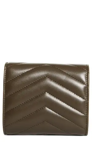 Saint Laurent Monogram Matelassé Leather Trifold Wallet - Light Musk