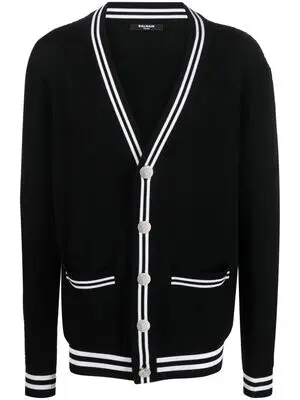 Balmain Contrasting-trim V-neck Cardigan