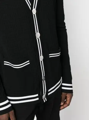 Balmain Contrasting-trim V-neck Cardigan