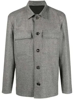 LARDINI Micro Houndstooth-pattern Shirt Jacket