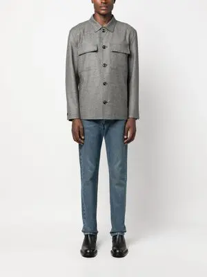 LARDINI Micro Houndstooth-pattern Shirt Jacket