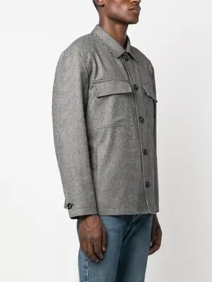 LARDINI Micro Houndstooth-pattern Shirt Jacket