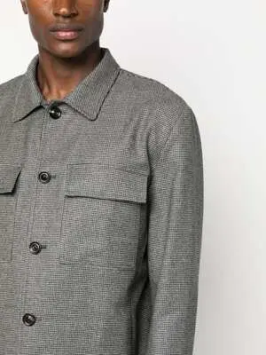 LARDINI Micro Houndstooth-pattern Shirt Jacket