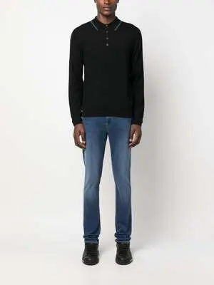 Paul Smith Logo-embroidered Merino Polo Shirt - Black