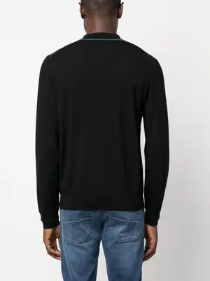 Paul Smith Logo-embroidered Merino Polo Shirt - Black