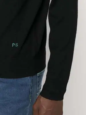 Paul Smith Logo-embroidered Merino Polo Shirt - Black