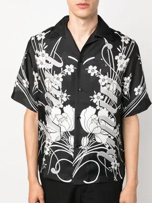 Amiri Floral-print Silk Shirt - Black