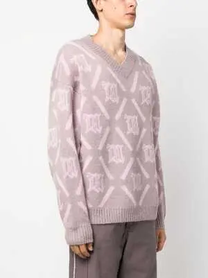 MISBHV Intarsia-knit Logo Jumper - Pink