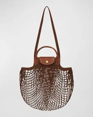 Longchamp Le Pliage Filet Knit Shoulder Bag - Tobacco