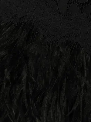 Shani Feather-trim Lace Sheath Dress