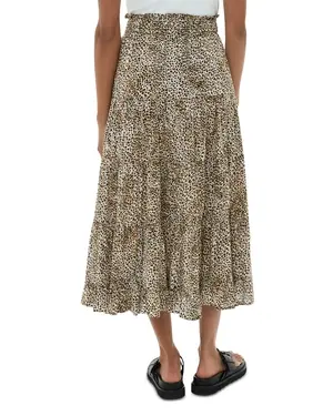 Whistles Serene Cheetah Crinkle Skirt