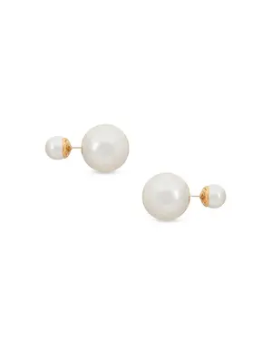 Shashi Swarovski Pearl Double Ball Earrings - White