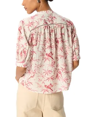 LABRAZEL Whistles Tropical Bird Textured Shirt - Pink Multi