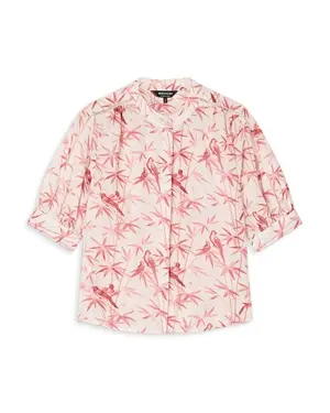 LABRAZEL Whistles Tropical Bird Textured Shirt - Pink Multi