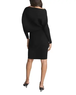 REISS Lara Off-the-shoulder Ribbed Midi Dress - Black