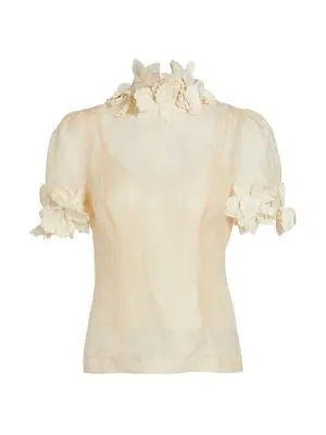 Zimmermann Women's Luminosity Lift Off Flower Top - Cream  - Cream