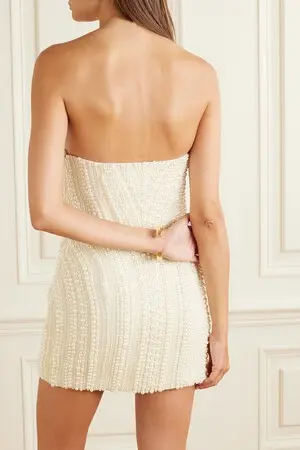 Retrofete Deema Strapless Faux Pearl-embellished Crepe Mini Dress
