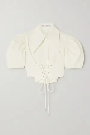 TOLU COKER The Vanguard Cropped Lace-up Cotton-blend Shirt