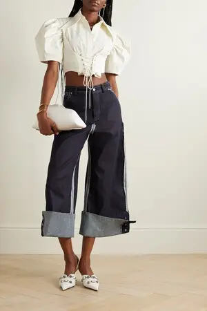 TOLU COKER The Vanguard Cropped Lace-up Cotton-blend Shirt