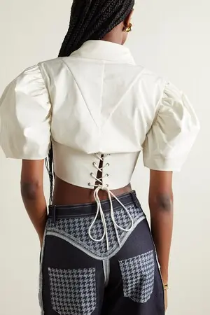 TOLU COKER The Vanguard Cropped Lace-up Cotton-blend Shirt