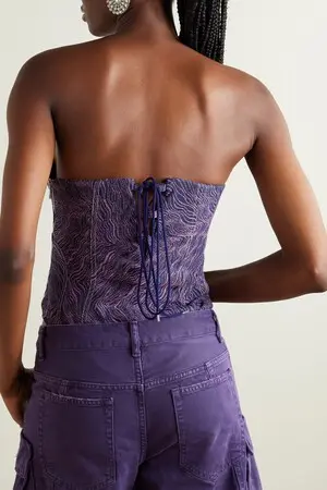 TOLU COKER The Vanguard Strapless Denim-jacquard Bodysuit
