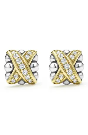Lagos Embrace Pavé Diamond And Caviar Stud Earrings - Metallic