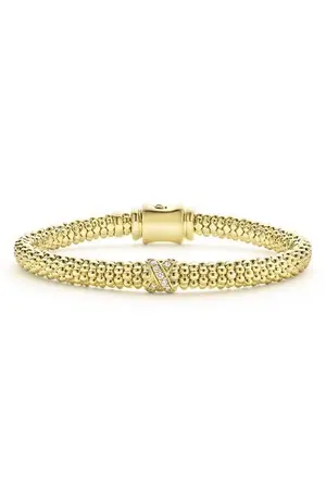 Lagos 18k Gold Embrace Pavé Diamond Bracelet - Gold Metallic