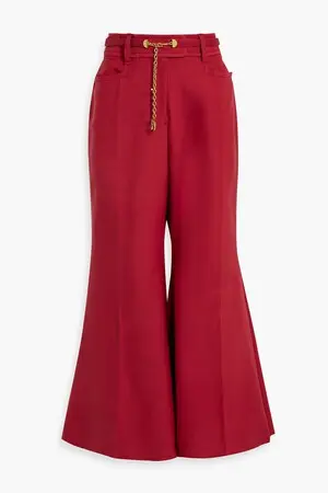Zimmermann Cropped Flared Wool-blend Pants - Crimson