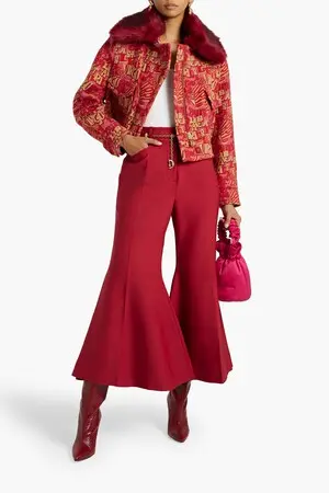 Zimmermann Cropped Flared Wool-blend Pants - Crimson