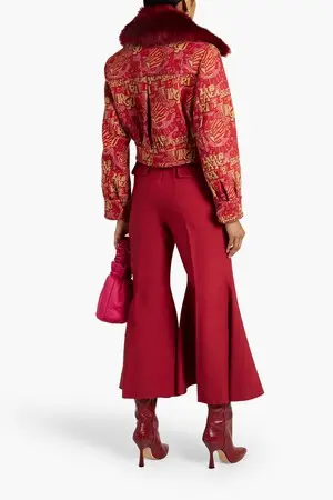 Zimmermann Cropped Flared Wool-blend Pants - Crimson