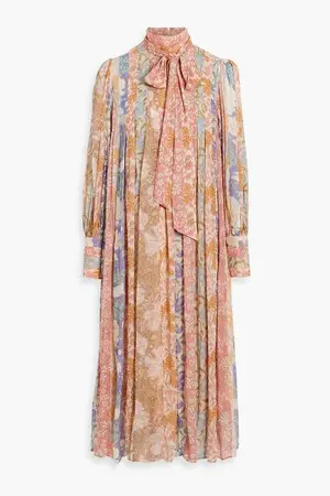 Zimmermann Printed Chiffon Midi Dress With Pussy-bow