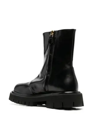Moschino Embossed-logo Zipped Leather Boots