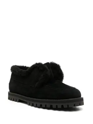LE SILLA Shearling-lining Suede Loafers - Black