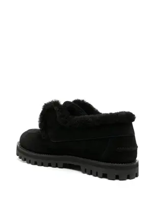 LE SILLA Shearling-lining Suede Loafers - Black