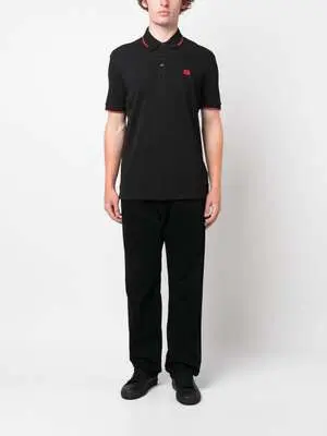 Hugo Logo-patch Cotton Polo Shirt - Black