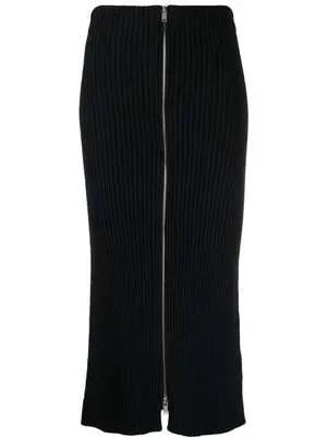 JIL SANDER Ribbed-knit Cotton Pencil Skirt - Black