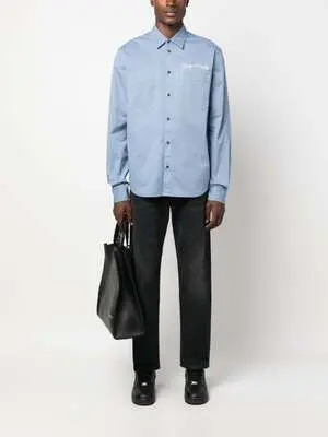 Off-White Logo-patch Tapered Jeans - Grey