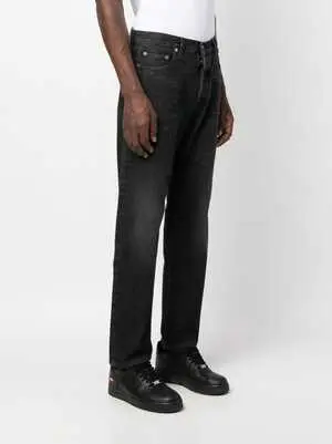 Off-White Logo-patch Tapered Jeans - Grey