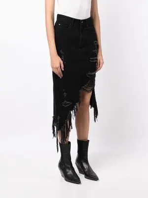 JNBY Asymmetric Ripped Denim Skirt