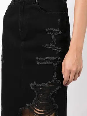 JNBY Asymmetric Ripped Denim Skirt