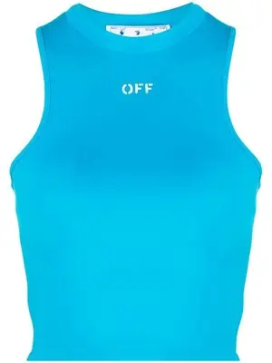 Off-White Rowing Logo-print Crop Top - Blue