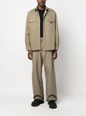 Off-White Emb Drill Wide-leg Cargo Trousers - Neutrals