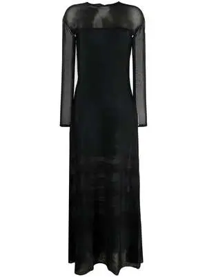 Sheer Sleeve Maxi Evening Dresses