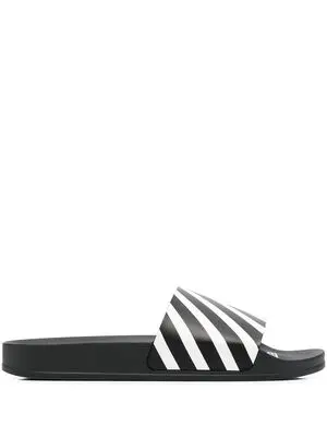 Off-White Diag-stripe Moulded Slides - Black