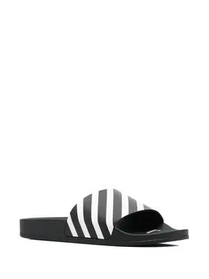 Off-White Diag-stripe Moulded Slides - Black