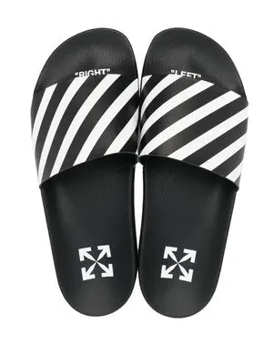 Off-White Diag-stripe Moulded Slides - Black