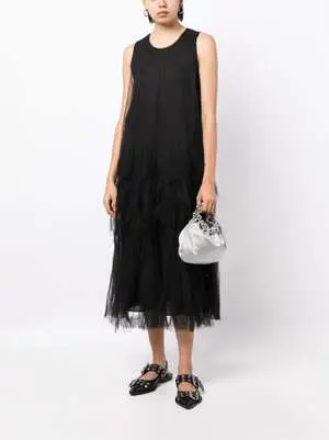 JNBY Tulle-overlay Midi Dress