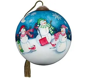 NE'QWA 4' Snowmen With Lantern, Shovel And Bird Ornament - One-color